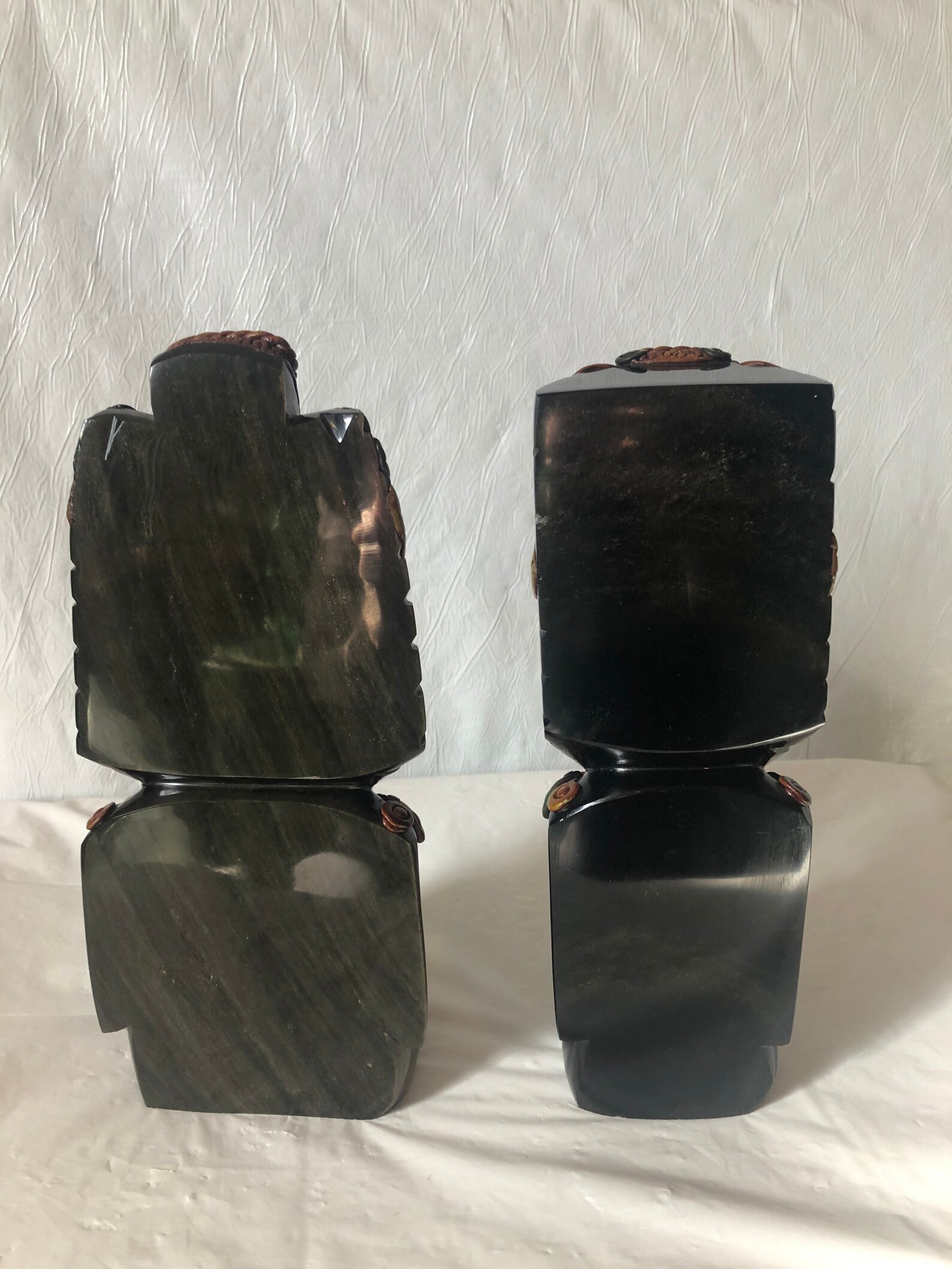 Mayan Chiefs Obsidian Stone Art Figures With Opal & Gemstones - Etsy