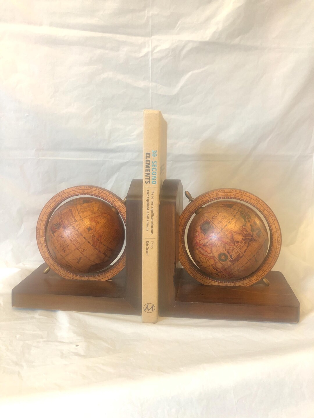 Old World Globe Bookends of Hardwood - Made in Italy Midcentury - Etsy