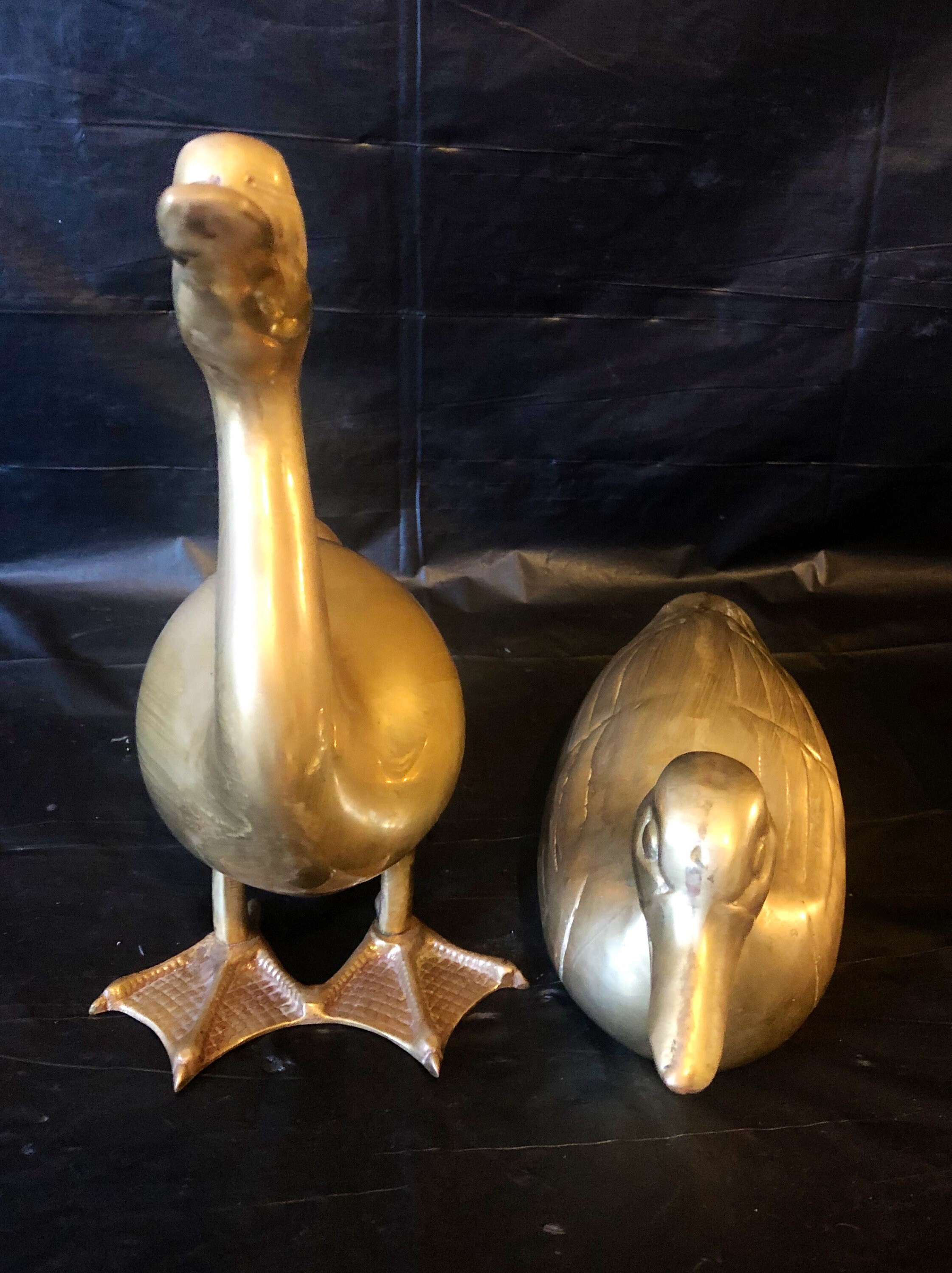 Brass duck pair large 9 Midcentury all brass decor | Etsy