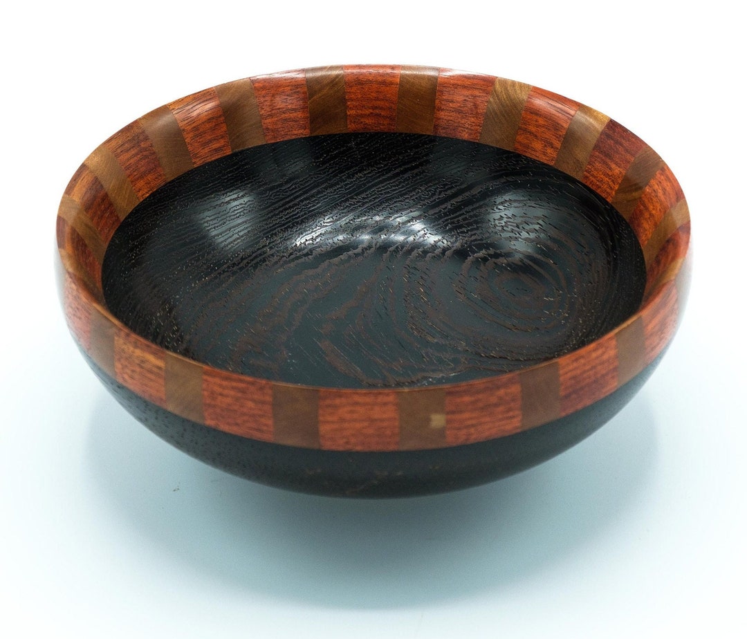 Wenge Base With Segmented Ring of Padauk and Lychee Woodturning - Etsy