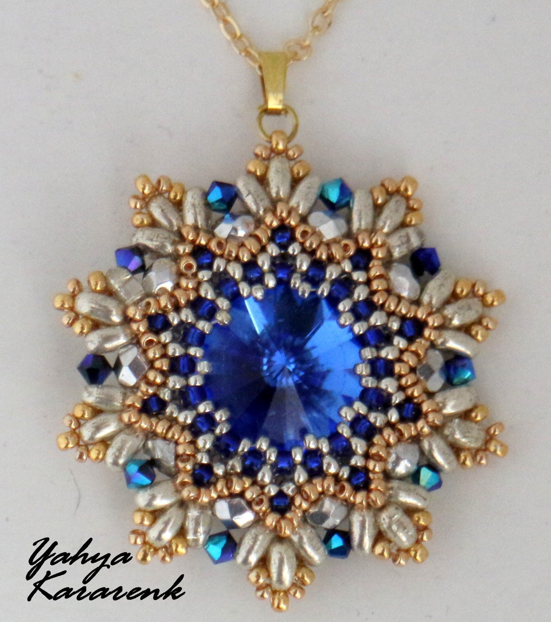 35-MRAW Pendant Tutorial: Beaded Crystal Rivoli Pattern (PDF Download ...