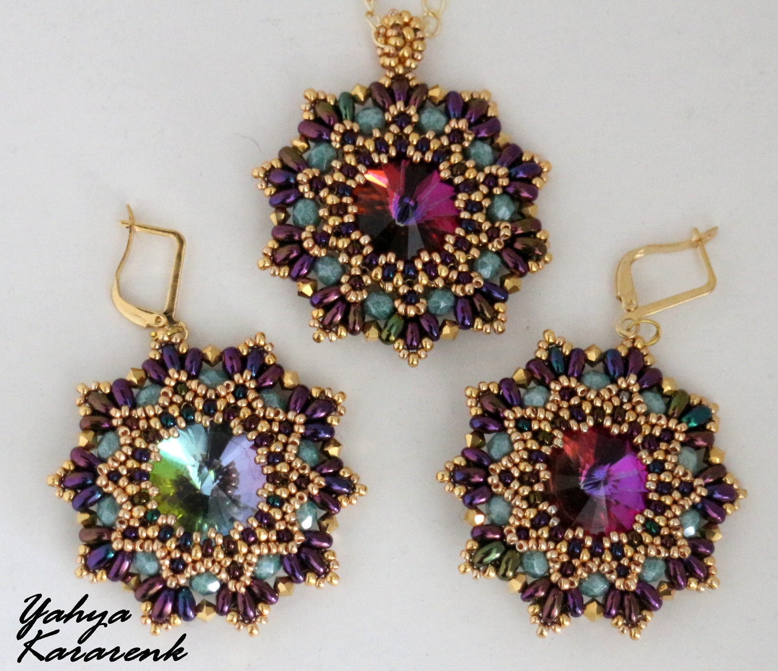 35-MRAW Pendant Tutorial: Beaded Crystal Rivoli Pattern (PDF Download ...
