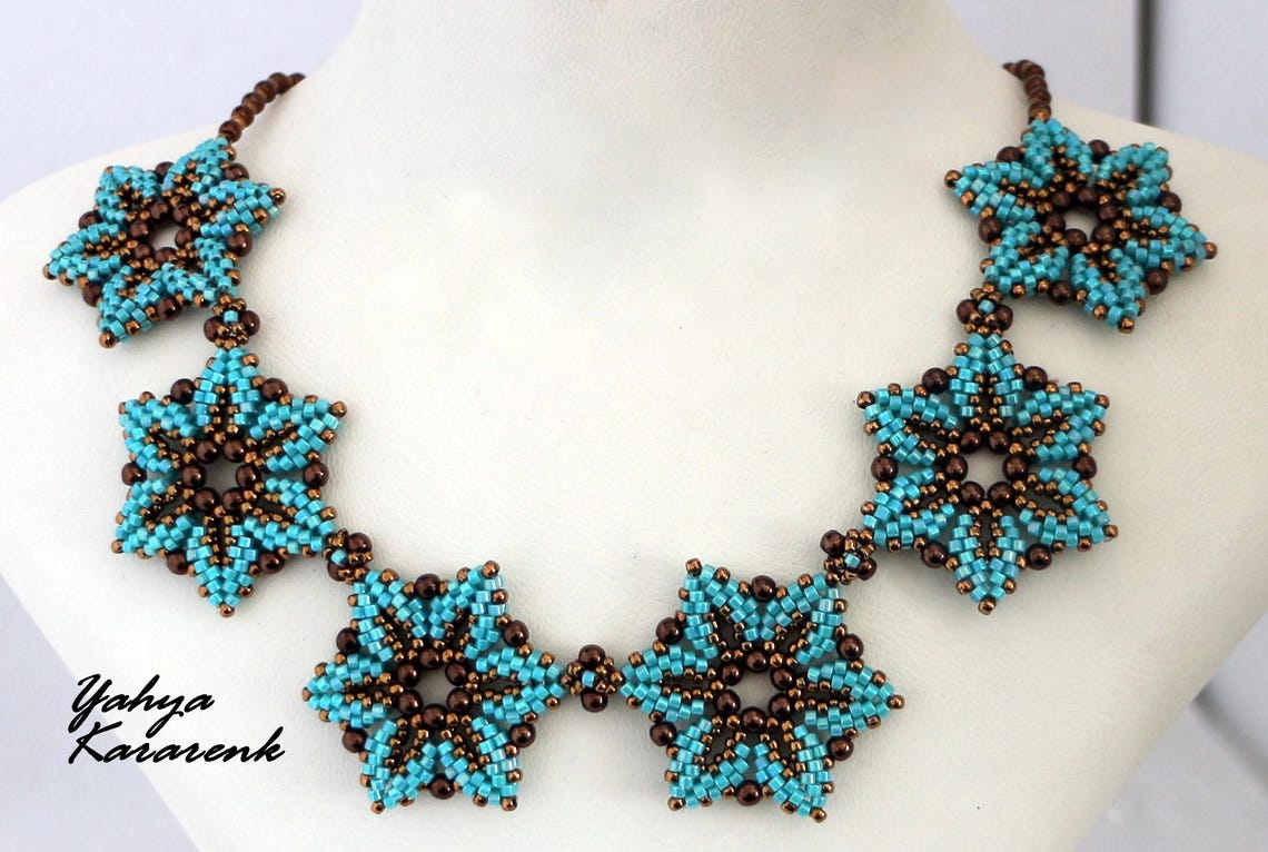 Flower Peyote Necklace Pattern, Flower Peyote Bracelet , Flower Peyote ...