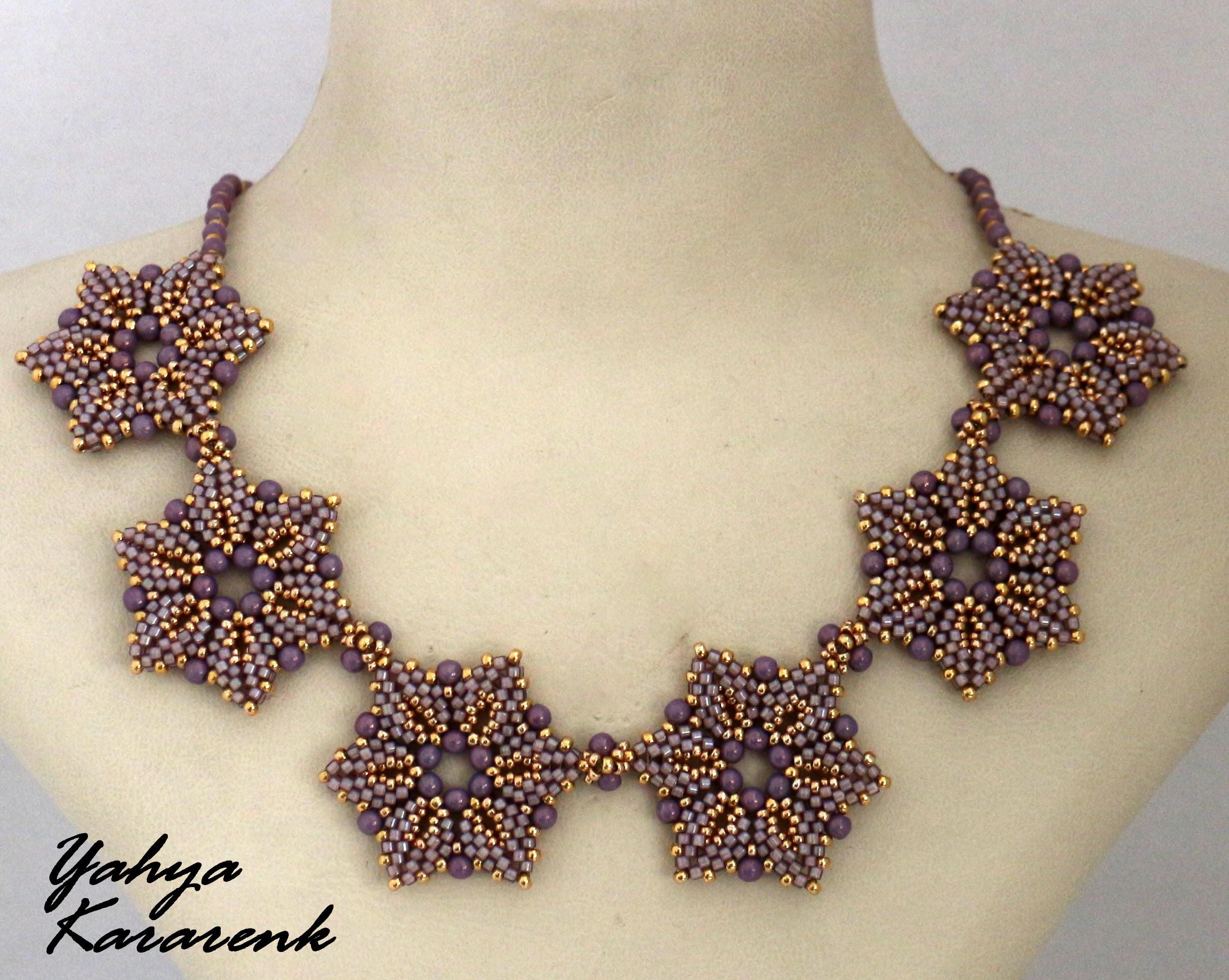 Flower Peyote Necklace Pattern, Flower Peyote Bracelet , Flower Peyote ...