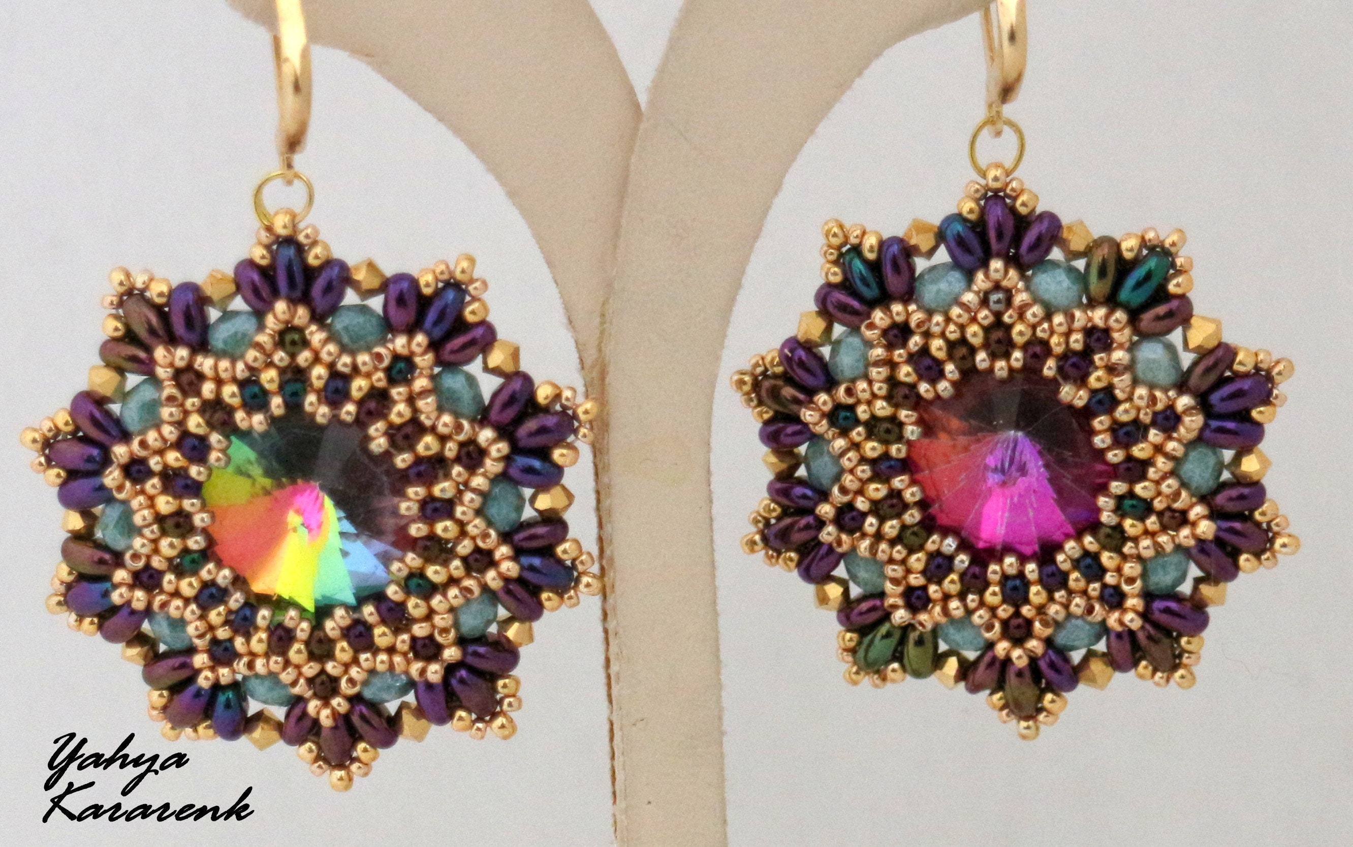 35-MRAW Pendant Tutorial: Beaded Crystal Rivoli Pattern (PDF Download ...