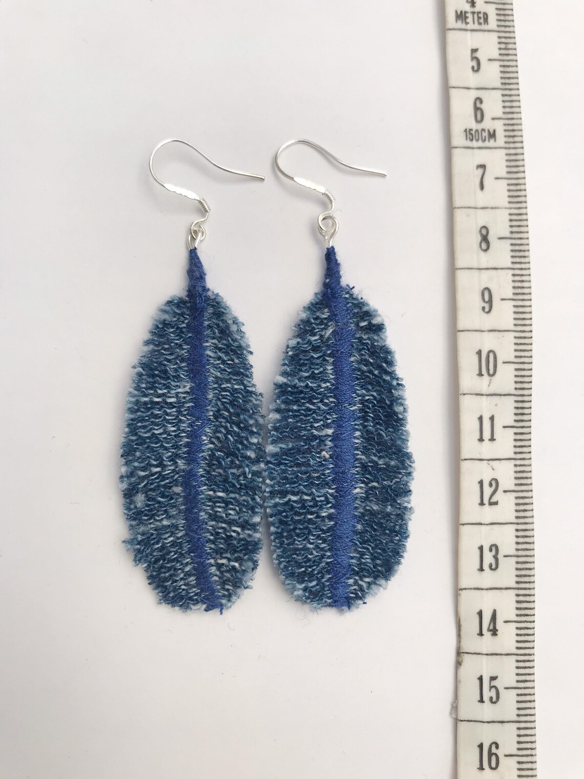 Denim Feather Earrings - Etsy