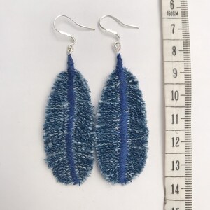 Denim Feather Earrings - Etsy