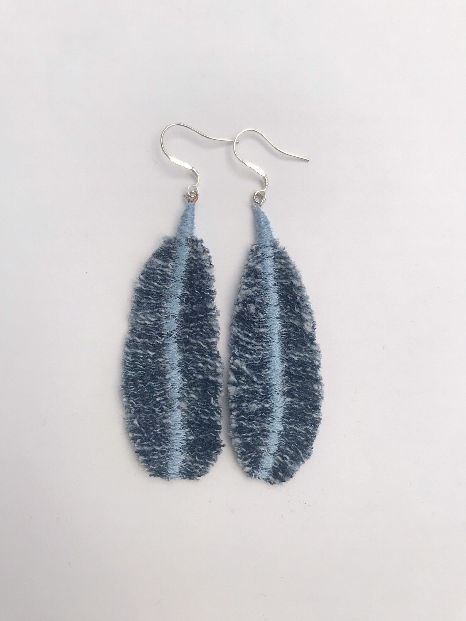 Denim Feather Earrings - Etsy