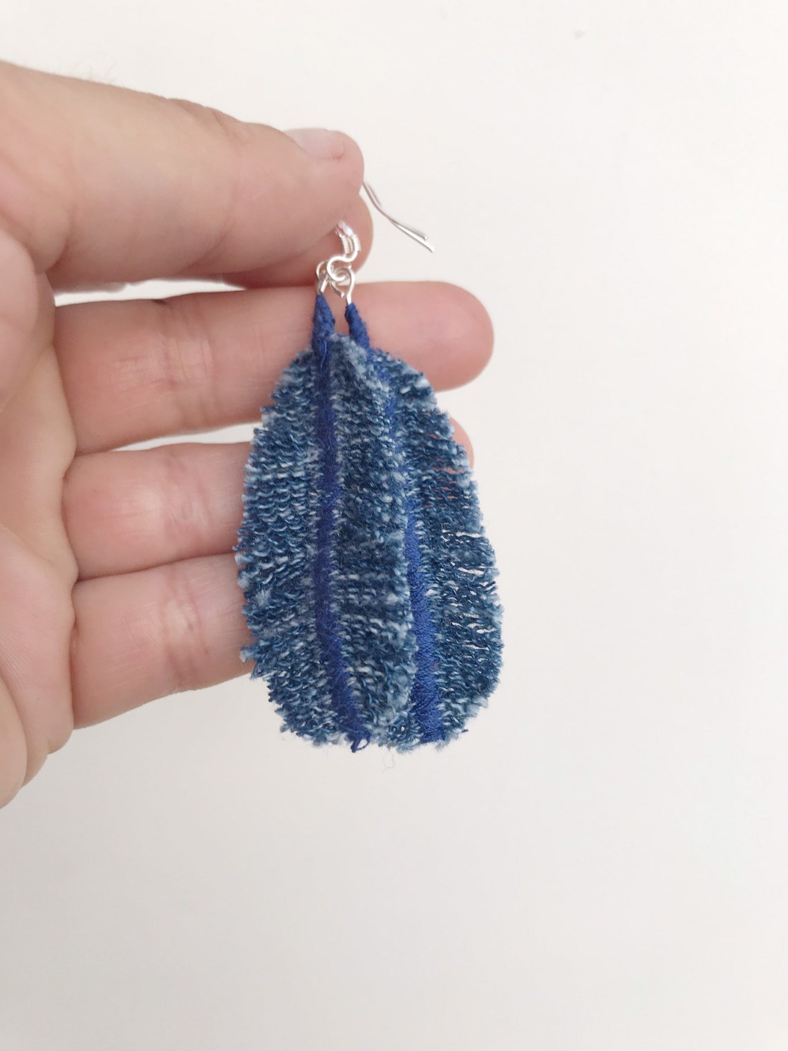 Denim Feather Earrings - Etsy