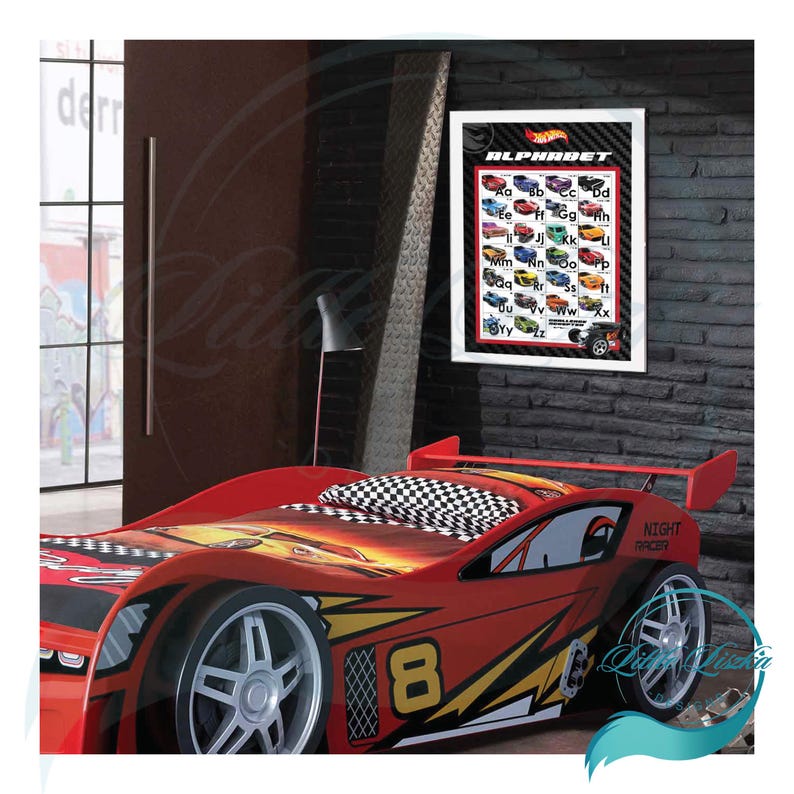 Hot Wheels, Alphabet Poster, ABC Sign, Alphabet, Kids Room Decor ...