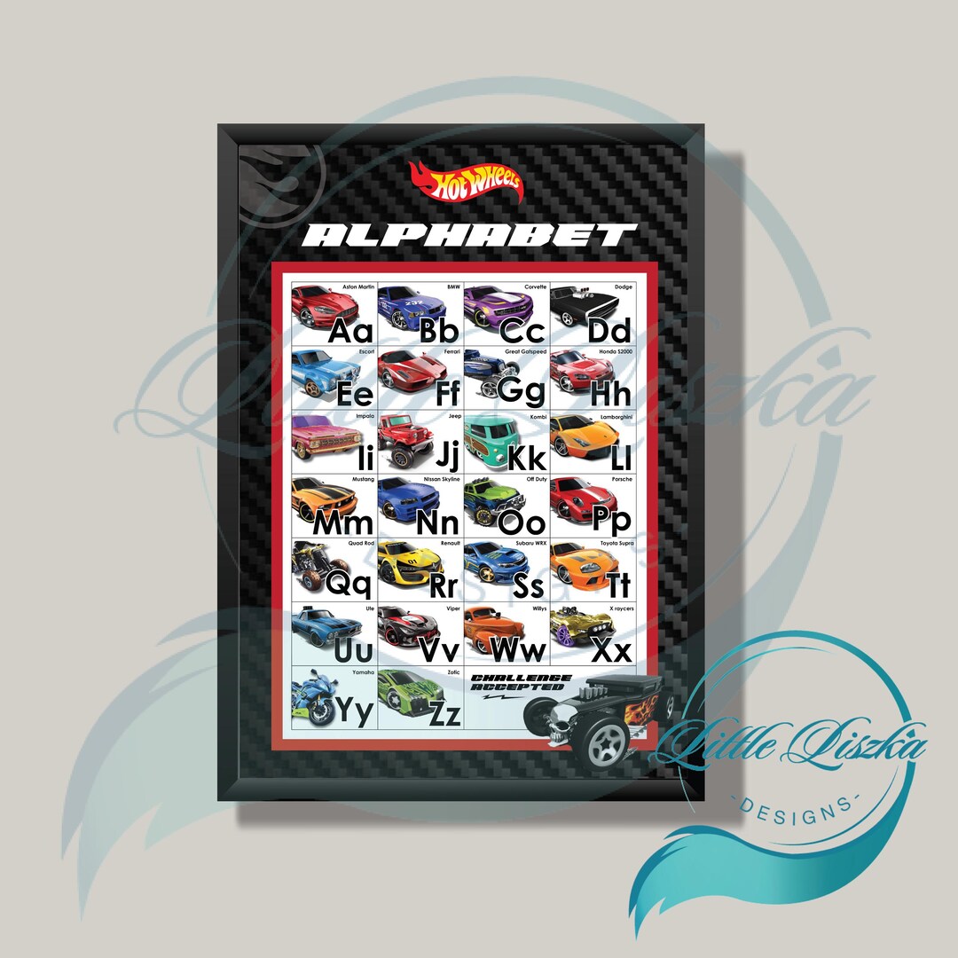 Hot Wheels, Alphabet Poster, ABC Sign, Alphabet, Kids Room Decor ...
