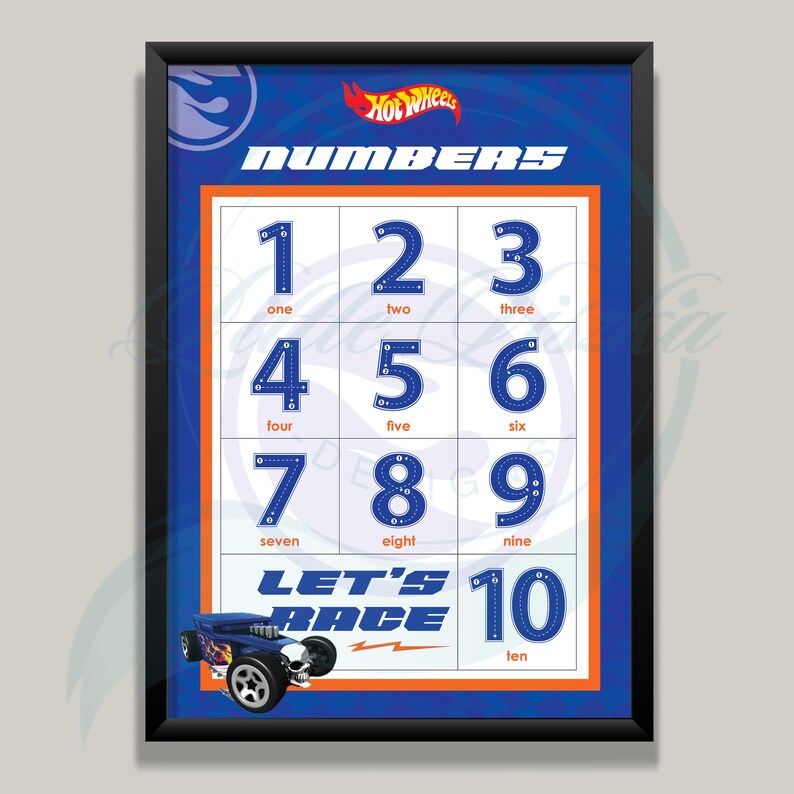 Hot Wheels, Numbers Poster, Numbers Print, Kids Room Decor, Playroom ...