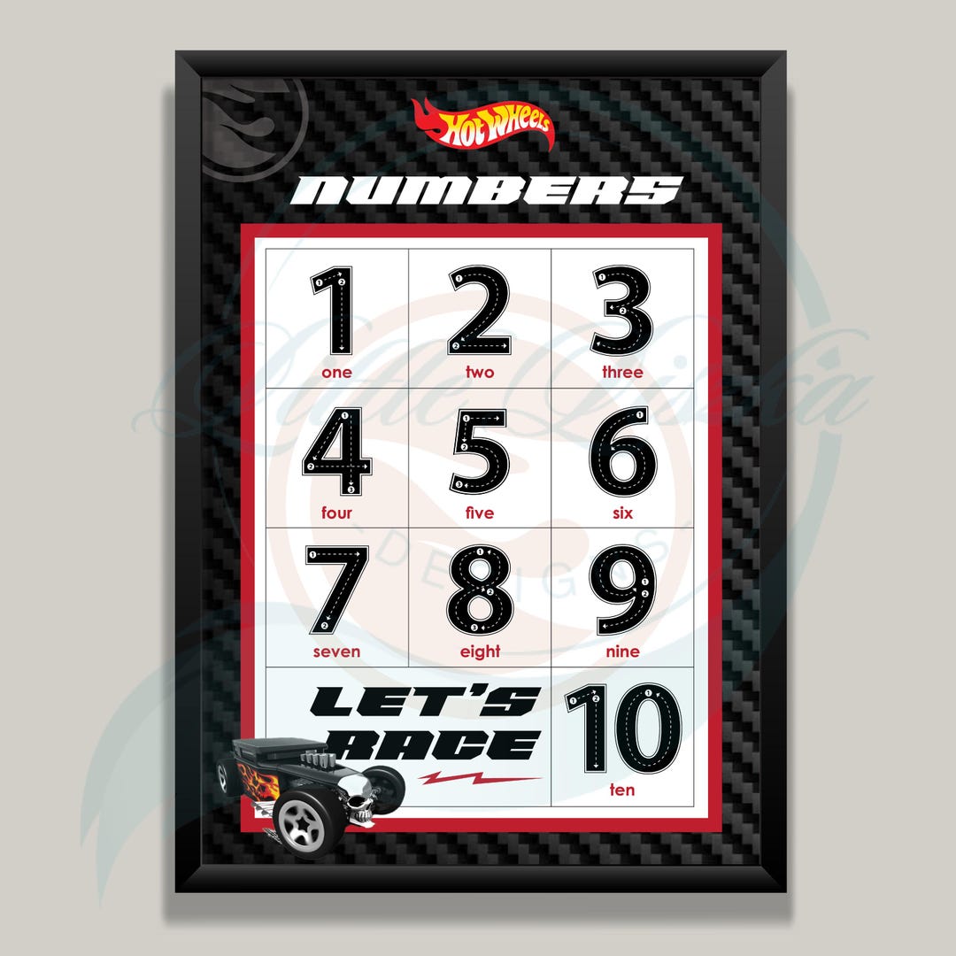 Hot Wheels, Numbers Poster, Numbers Print, Kids Room Decor, Playroom ... Hot Wheels, Numbers Poster, Numbers Print, Kids Room Decor, Playroom ...