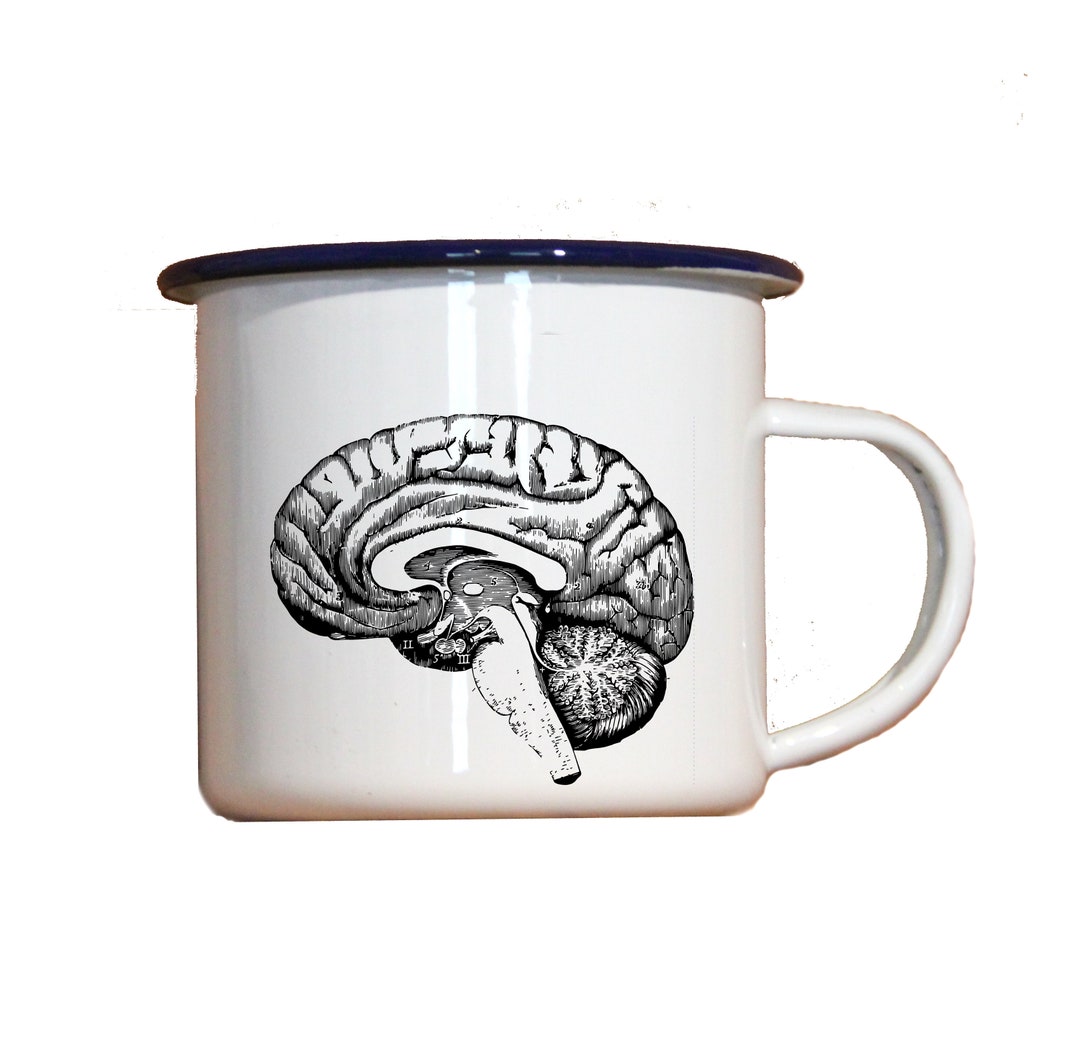 Personalizable Enamel Mug brain, Cup, Gift - Etsy