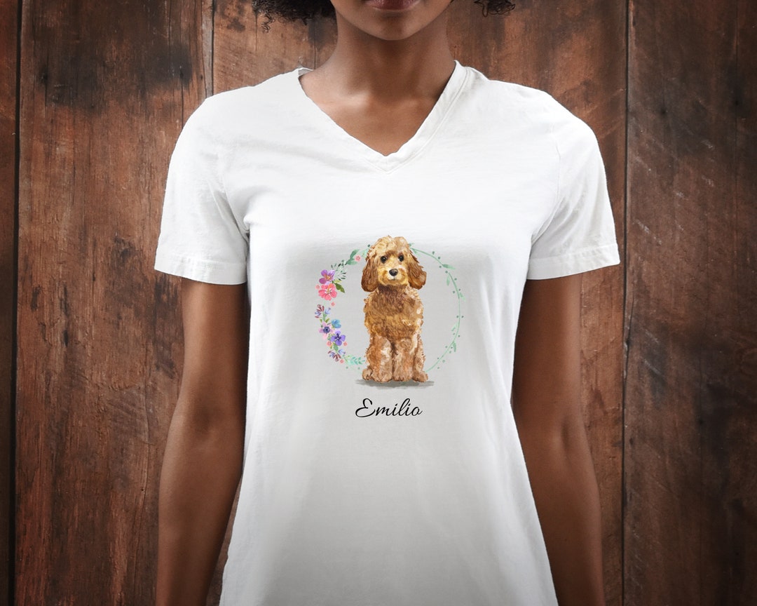 Customizable T-shirt "cockapoo", V-neck - Etsy