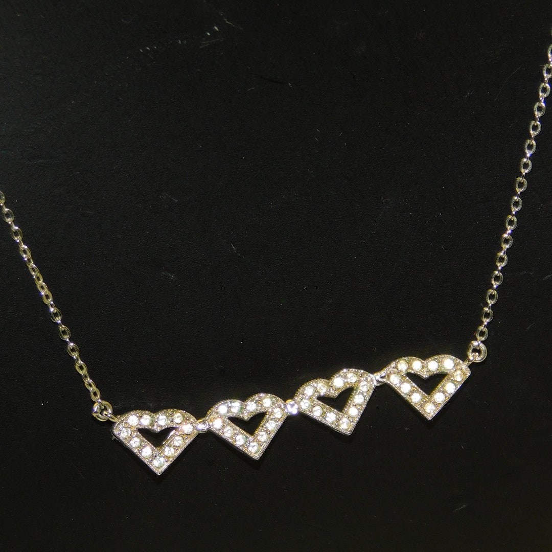 Avon "hearts in Motion" Necklace 1984 Convertible Rhinestone Heart ...