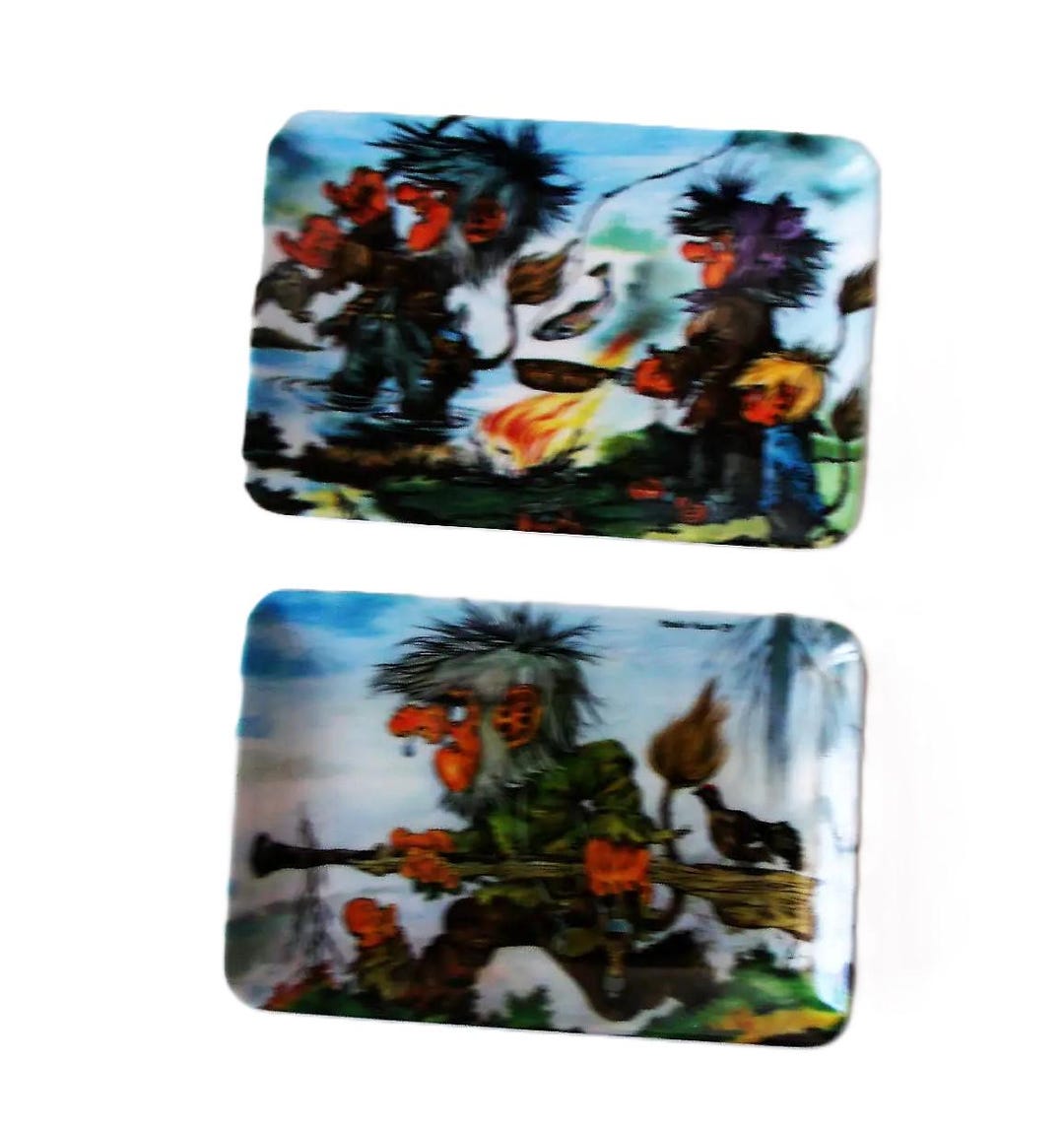 Vintage Sturla Kaasa Viking Troll Melmac Trinket Trays - 1975 Norway ...