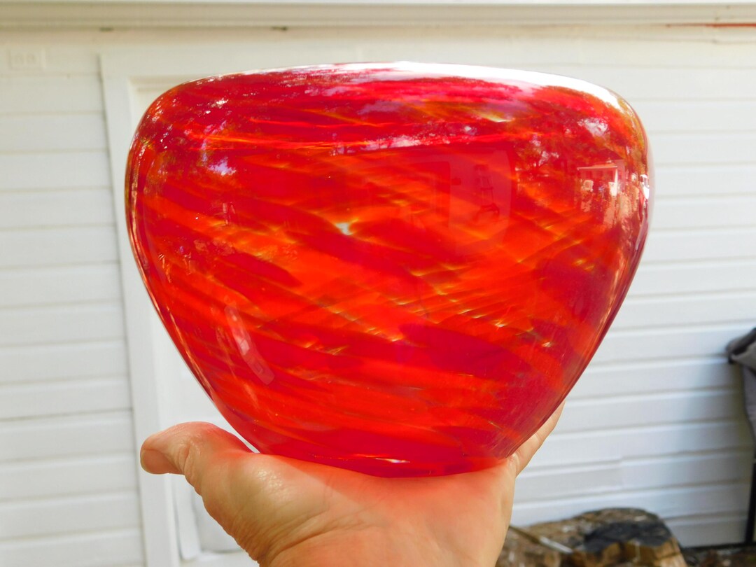 Red Orange FLAME Bowl Viterra Art Glass by ERICA FRIEDMAN FL0211 Heavy ...