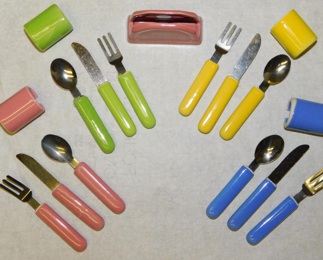 Ceramic Handle Flatware Silverware Set: Frenzy Toys Fiesta Style Tea ...