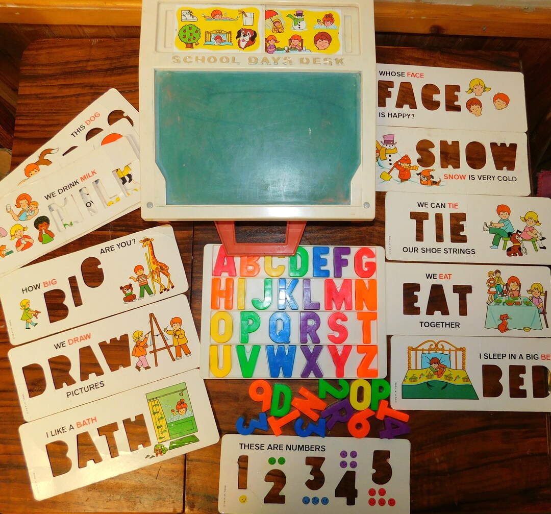 1972 Fisher Price Toy School Day Desk #176 Magnetic Chalkboard ...