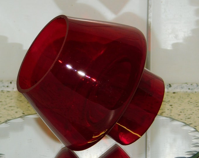 Small Ruby Red Glass Lamp Shade 3 1/2 Diameter 2 Fitter Oil / Finger ...
