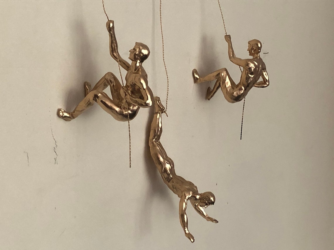 Large X3 Gold Climbing Men Figures Figurines Climbers Bungee | Etsy