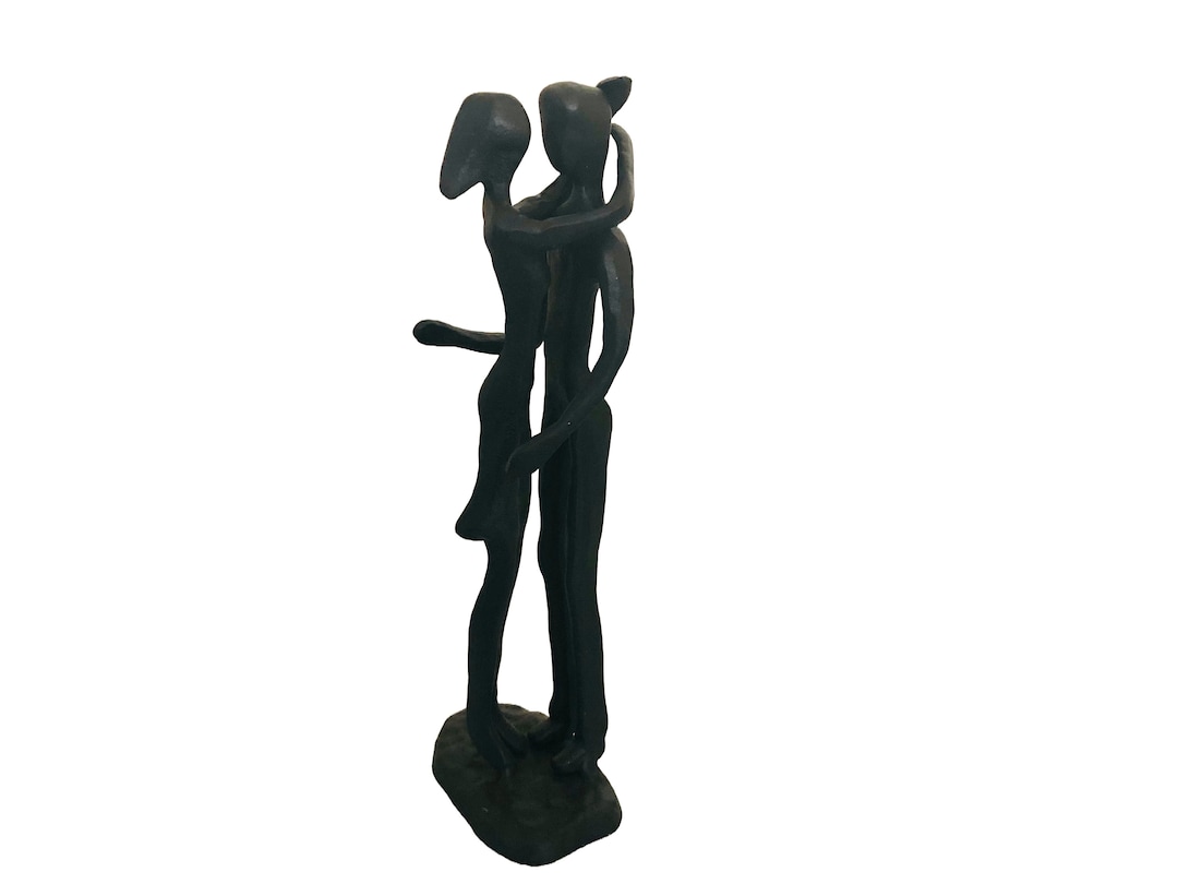 Metal Couple in Love Hug Sculpture Solid Metal Romantic Wedding Home ...