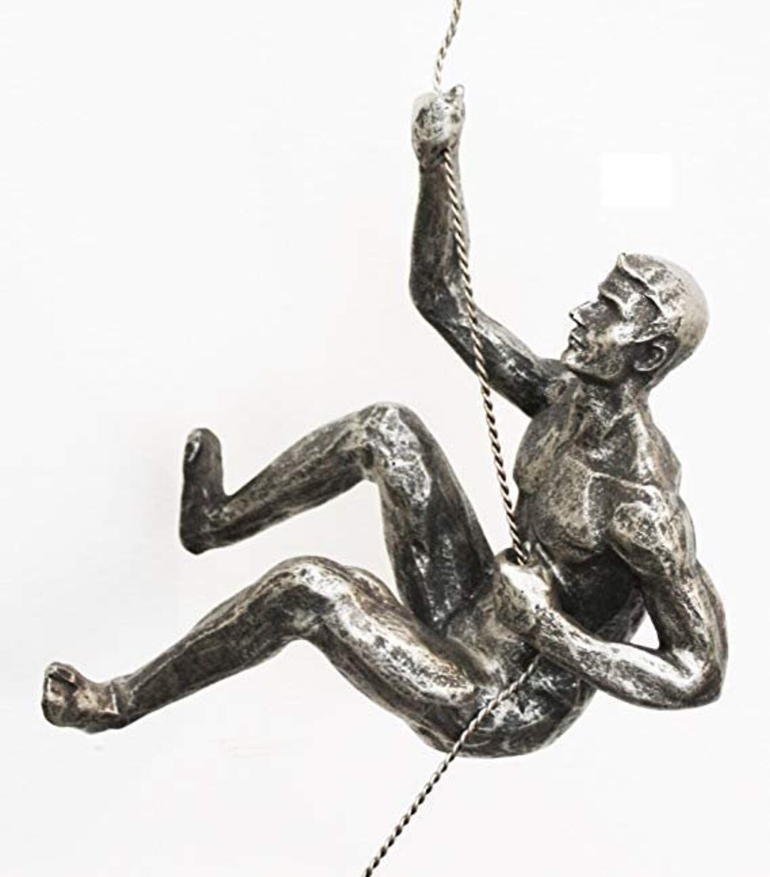 Large Antique-silver Colour Climbing Abseiling Man Right Arm up Hanging ...