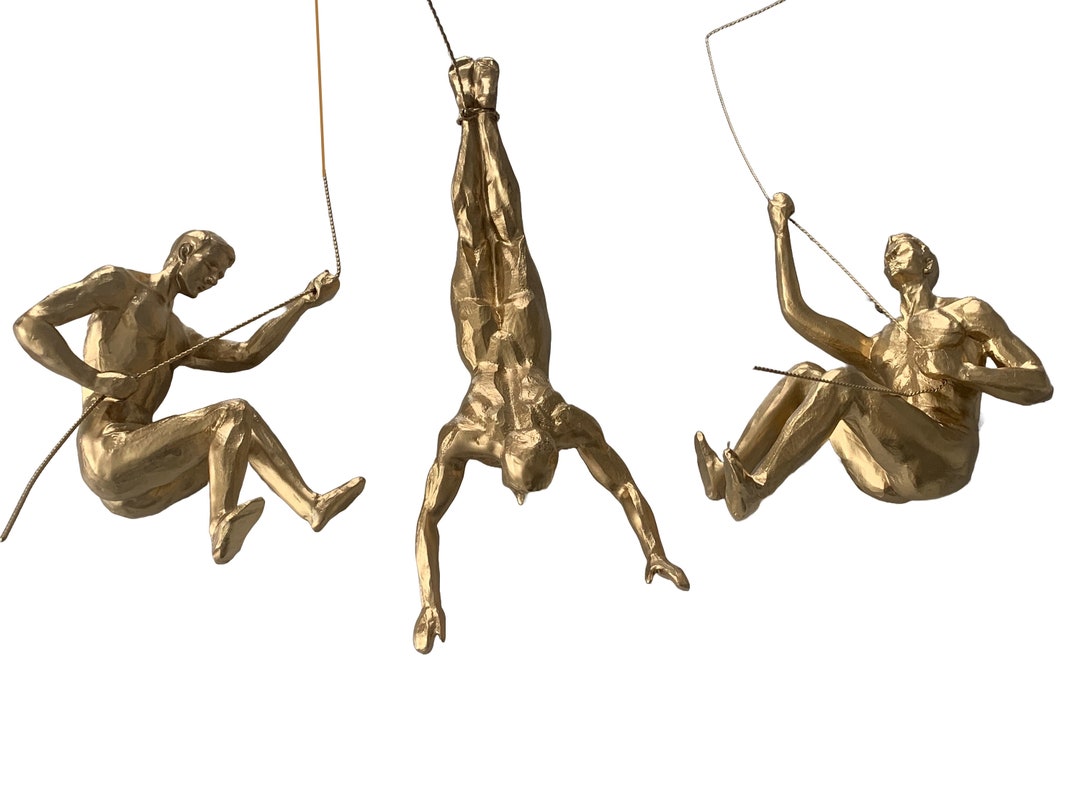 Large X3 Gold Climbing Men Figures Figurines Climbers Bungee Jumper ...