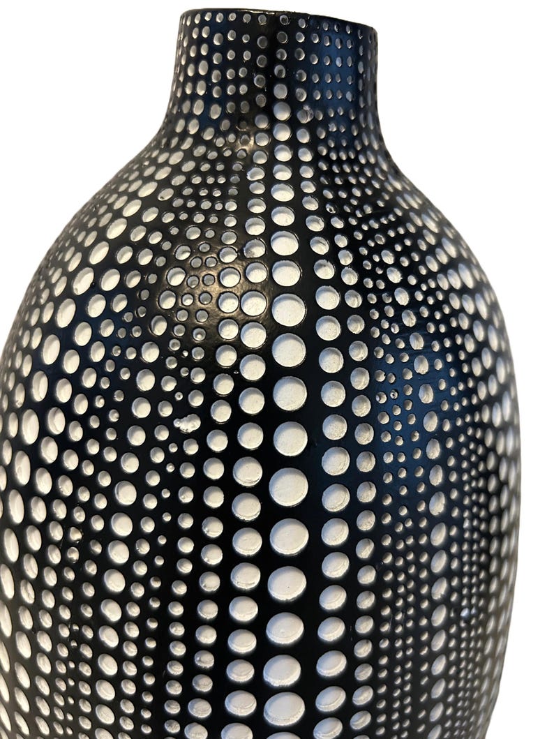 Modern White and Black Textured Dot Vase is an Imperfect Beauty Paint ...