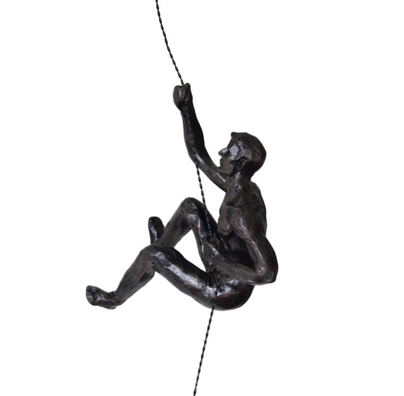 Large Bronze Colour Climbing Abseiling Man Hanging on Wire - Etsy
