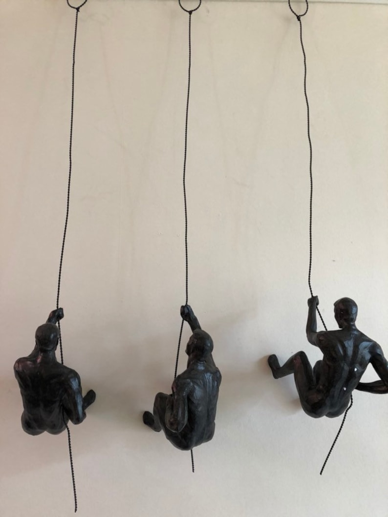 Large Bronze Colour Climbing Abseiling Man Hanging on Wire | Etsy