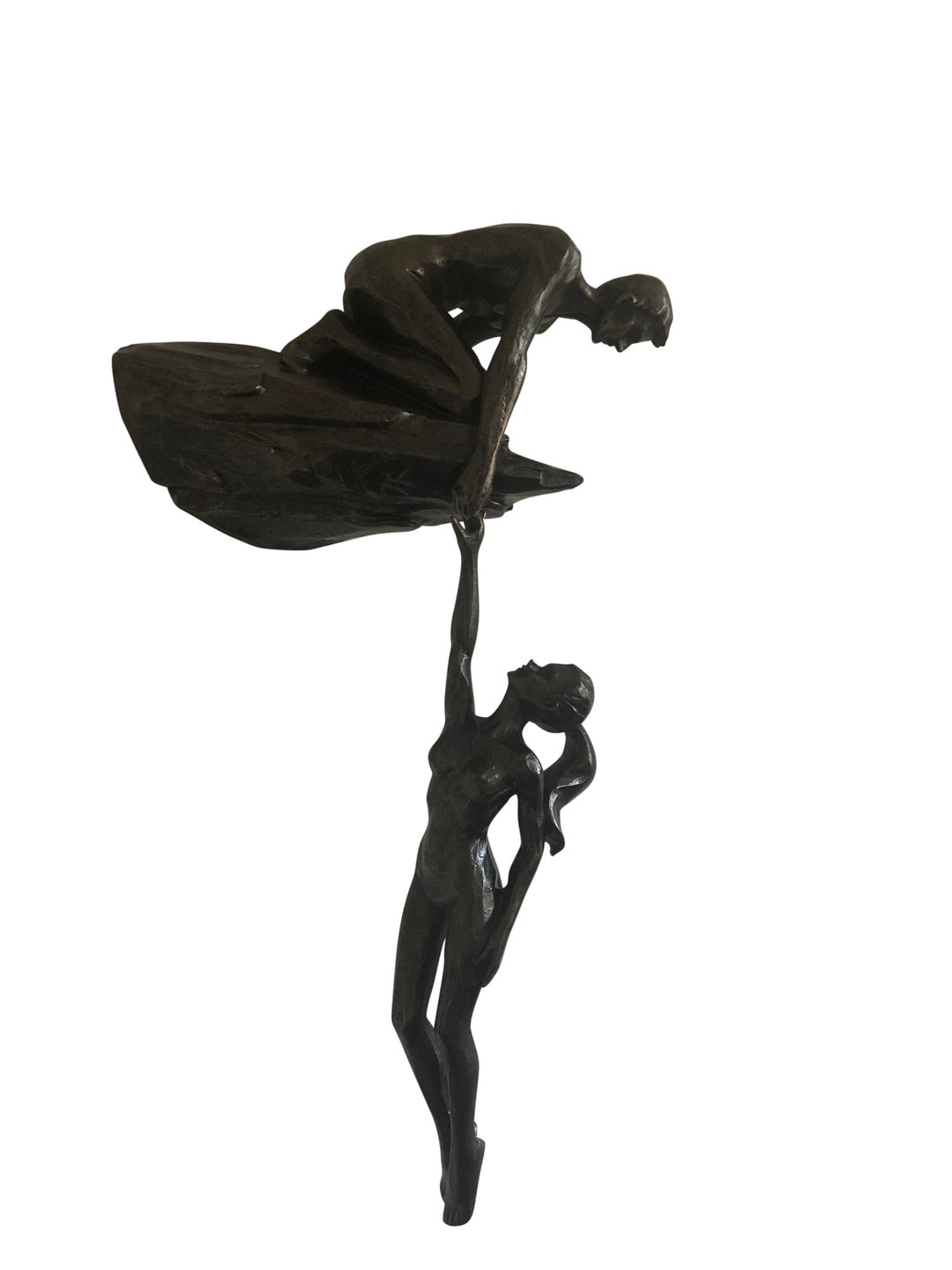 Man on Cliff Edge Holding a Hanging Woman Sculpture Wall Hanging Statue ...