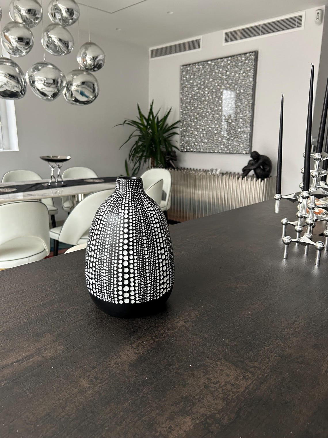 Modern White and Black Textured Dot Vase is an Imperfect Beauty Paint ...