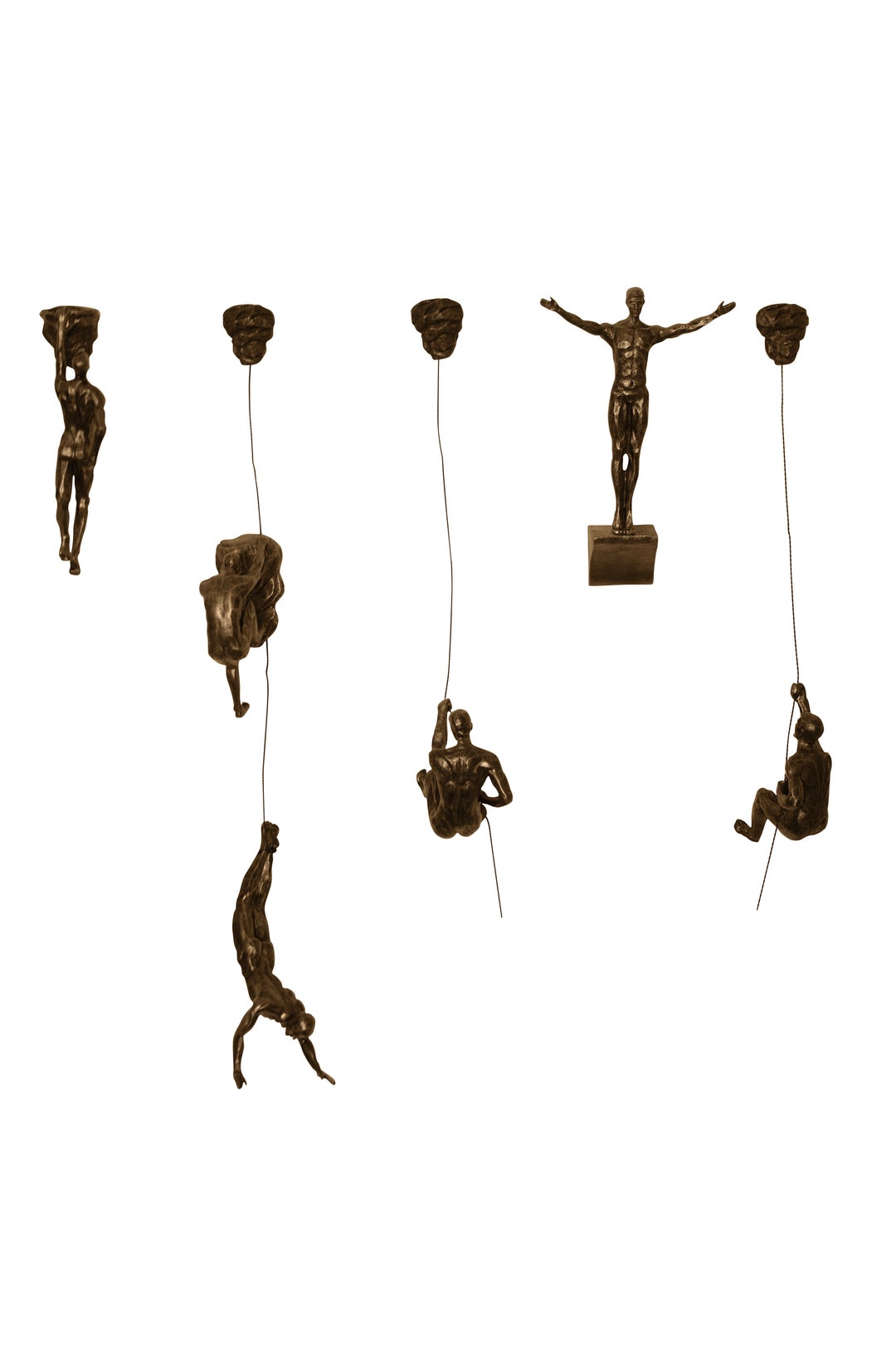 Large X6 Climbing Men Sculptures Custom Bronze Rose-gold Black Colour ...