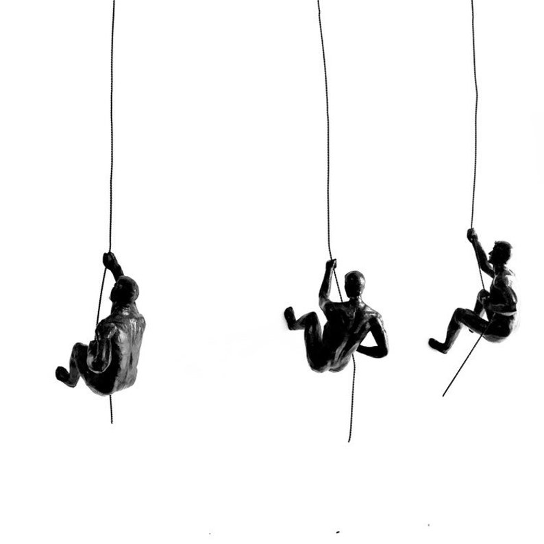 Large X5 Bronze Climbing Abseiling Hanging on Wire Ornaments Figures ...