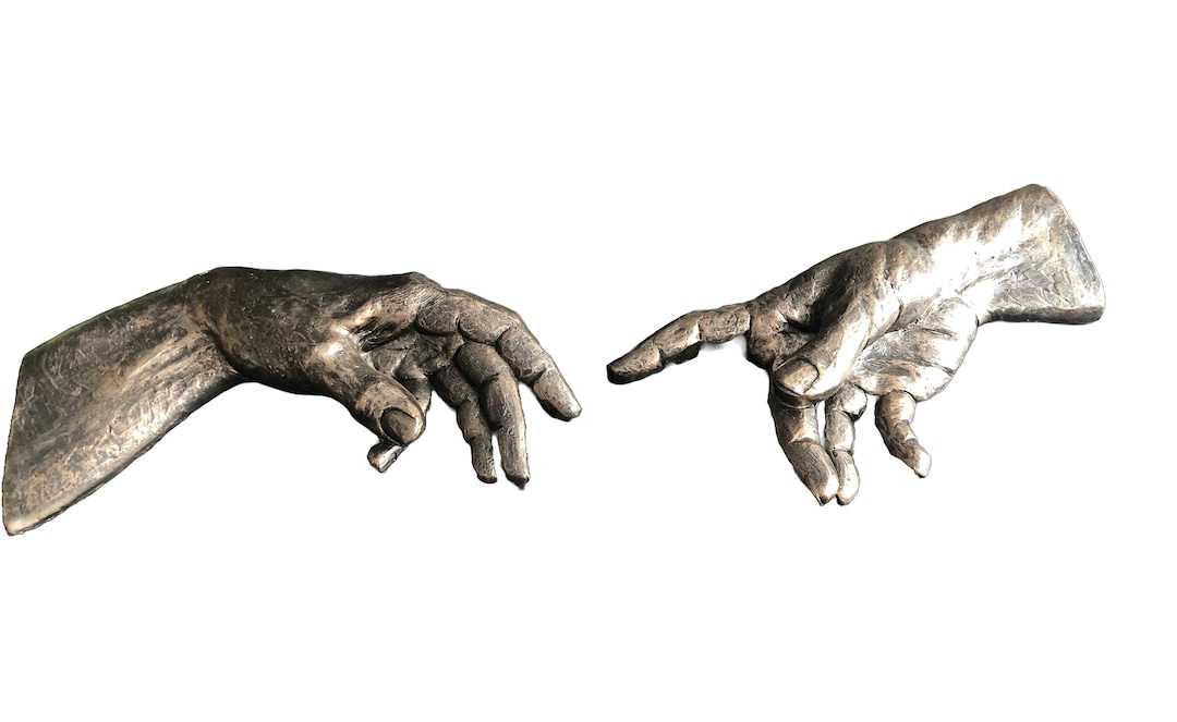 Set of 2 Large Hands the Miraculous Touch Creation of Adam Michelangelo ...