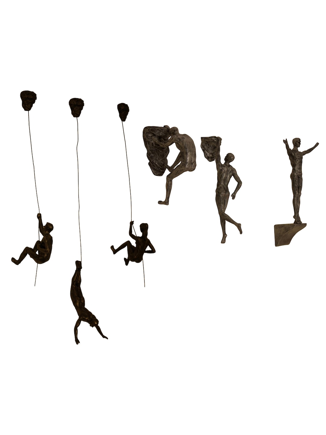 Bronze Colour Figurines - Set of 6 - 3 Rock Climbers Figurines and 3 ...