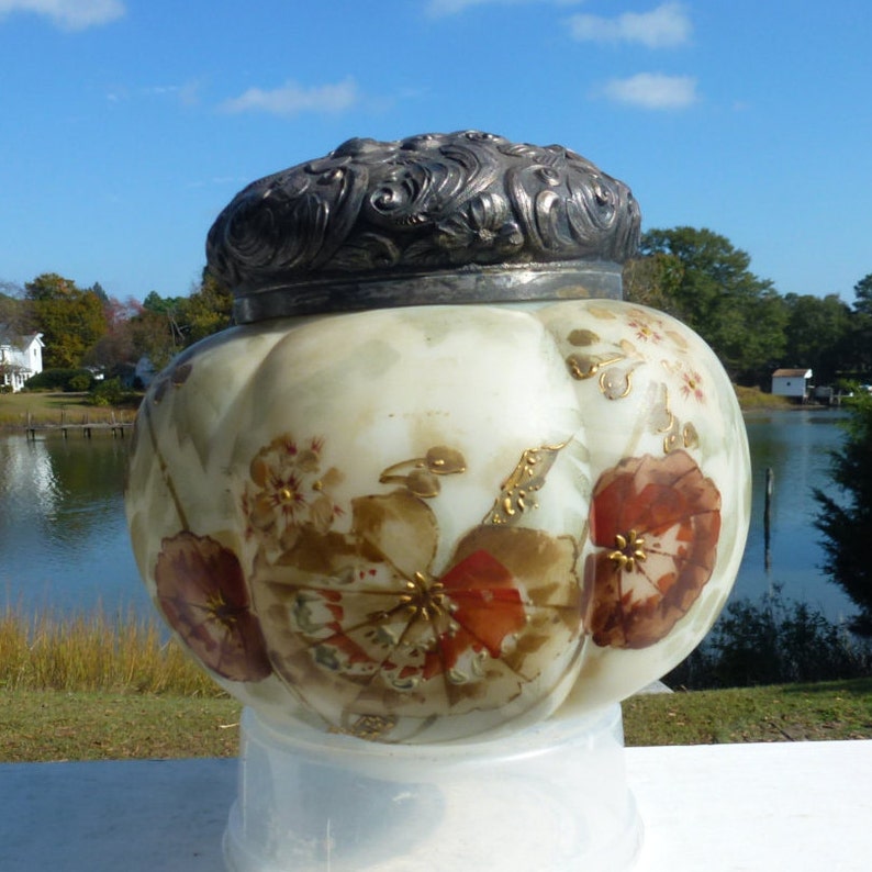 Hand Painted Art Glass Victorian Biscuit Jar, Late 1800's - Etsy