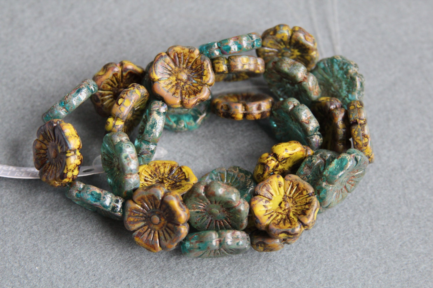 Picasso Finish 22mm Czech Glass Beads, Authentic Pressed Shine Hawaiian ...