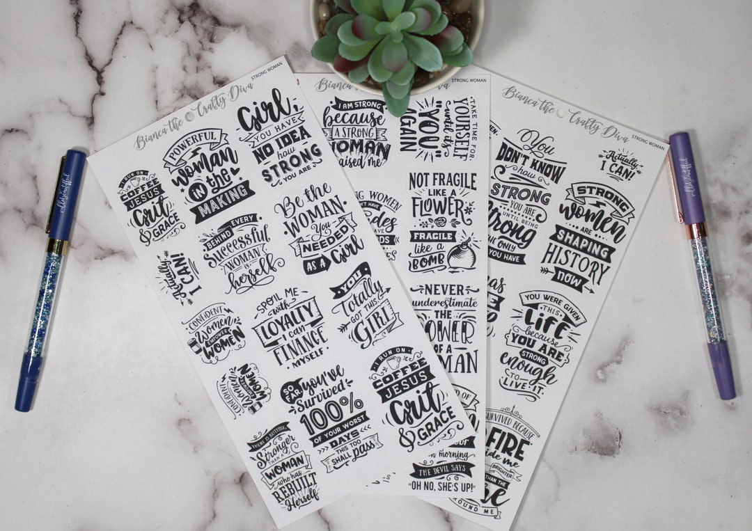 Strong Woman 37 Pcs Quotes Planner Sticker Set - Etsy