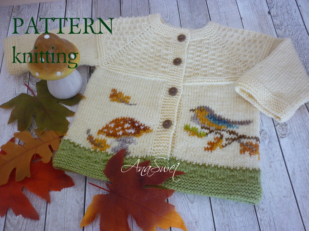 PDF Knitting Pattern Baby Cardigan Autumn Leaves P086 Sizes: 6-12months ...