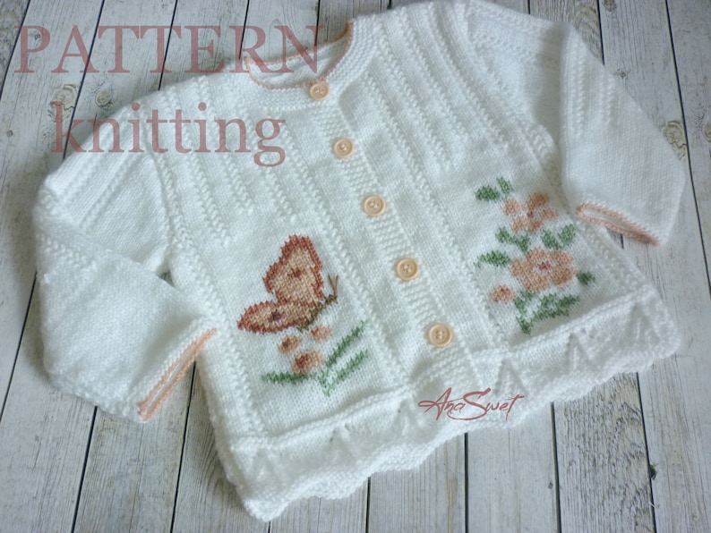 PDF Knitting pattern baby cardigan Peach blossom P111 | Etsy