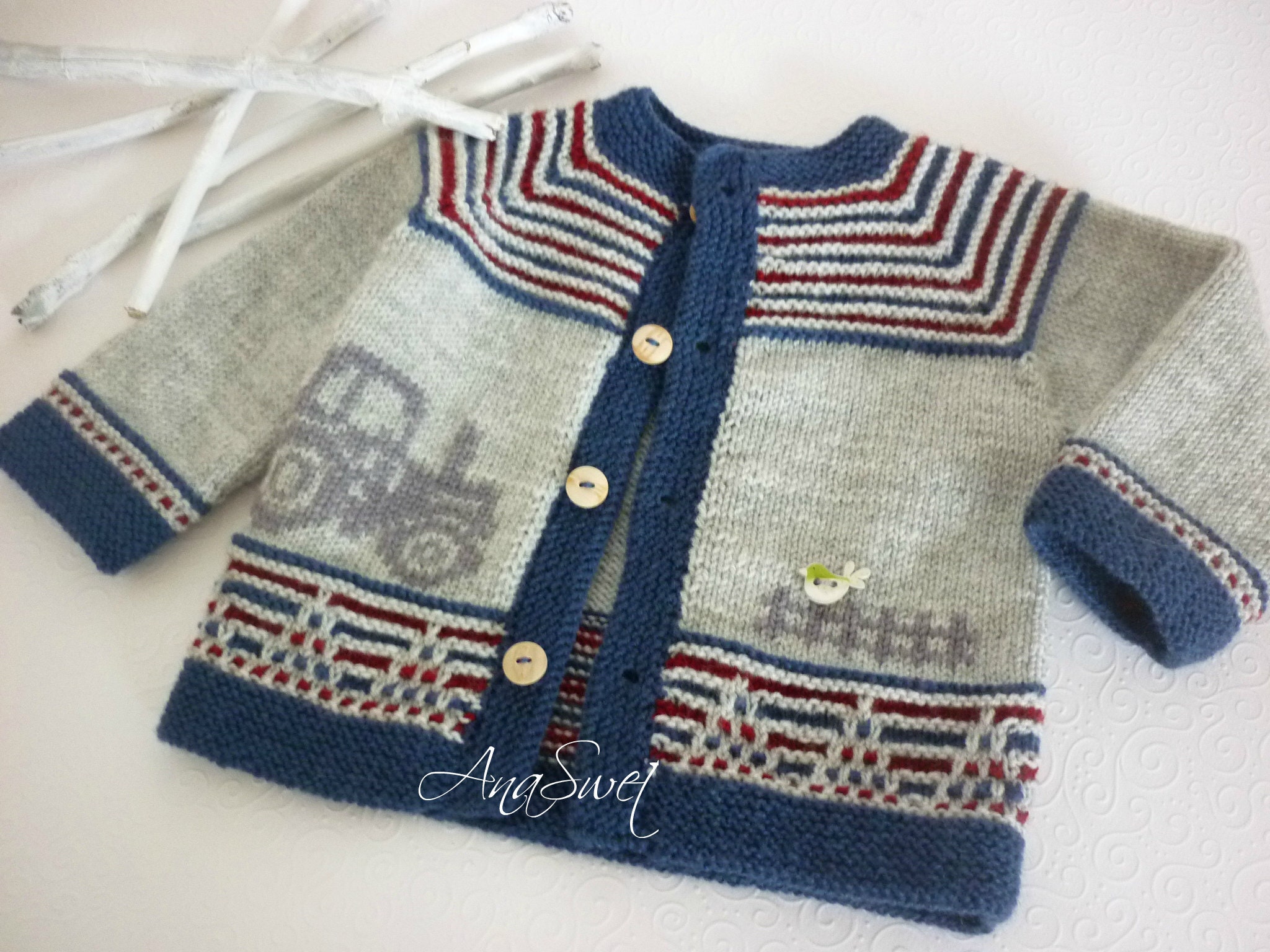PDF KNITTING PATTERN Baby Cardigan Tractor P092 - Etsy