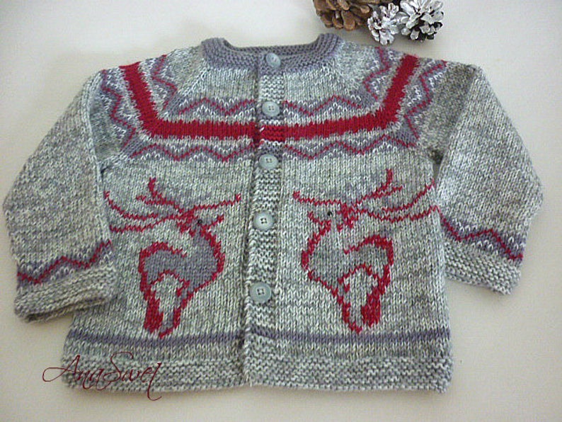 PDF Knitting pattern Christmas cardigan in melange.P048 | Etsy