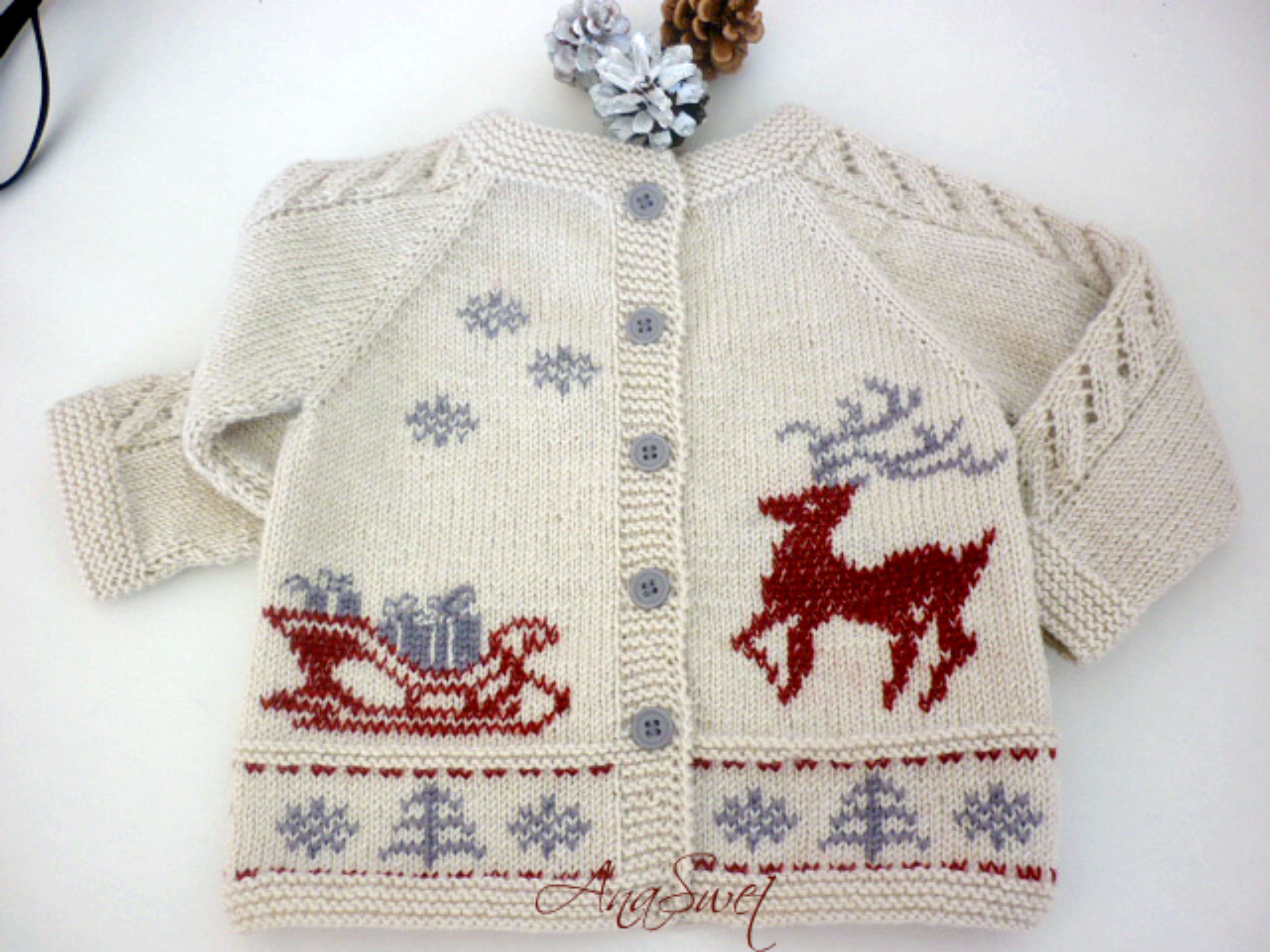 PDF Christmas Cardigan Pattern P046 SIZES: 9-12months/18 - 24 Months/ 3 ...