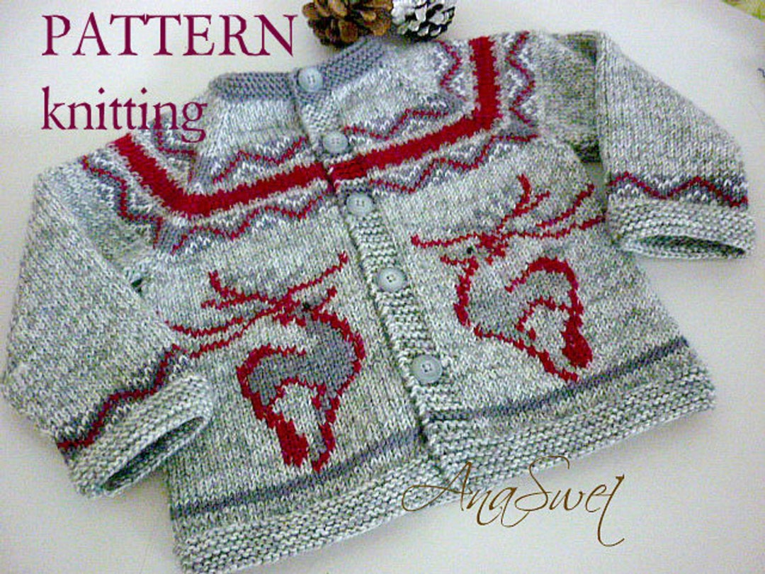 PDF Knitting Pattern Christmas Cardigan in Melange.p048 SIZE: 6-12 ...