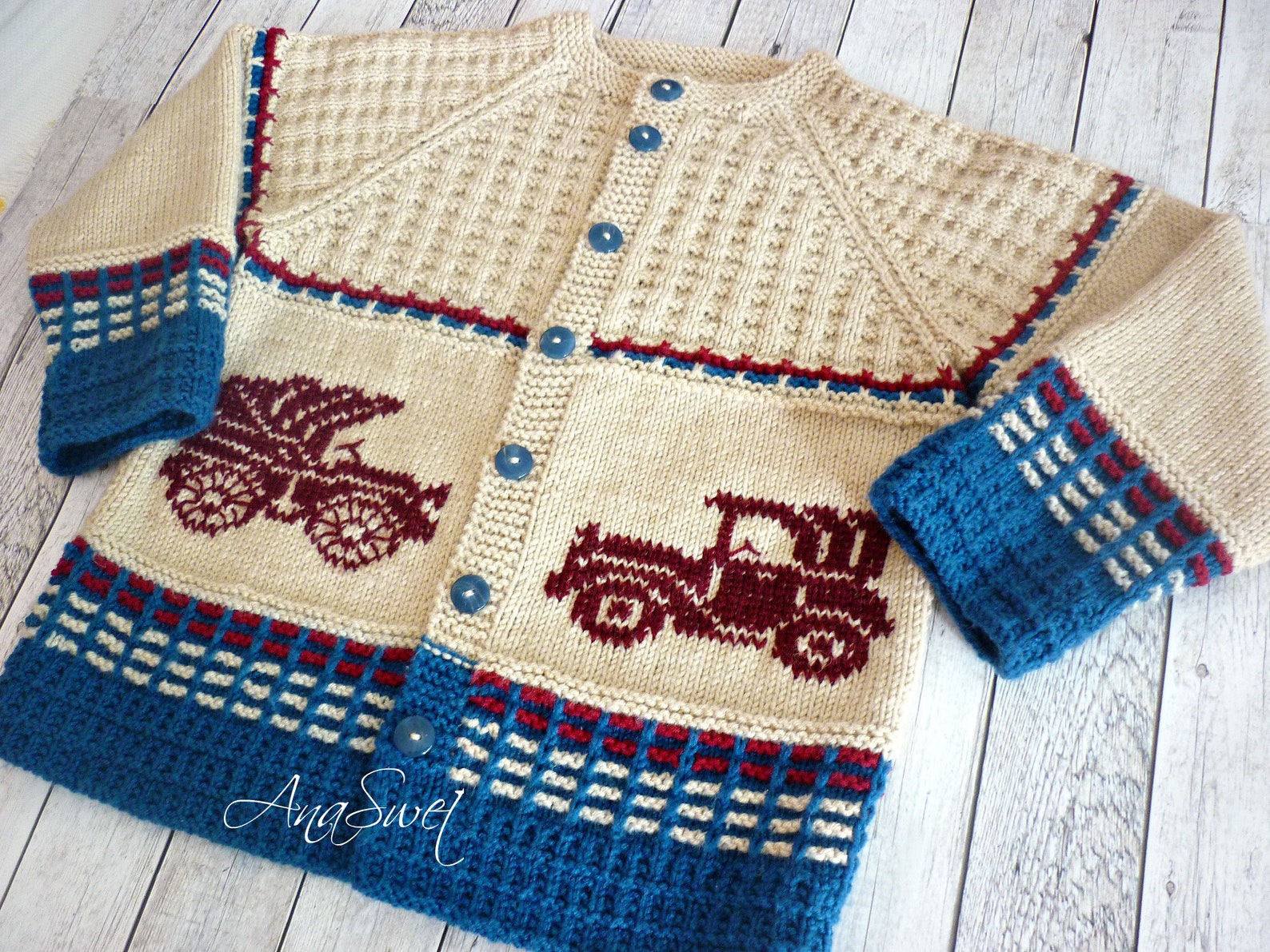 PDF Knitting Pattern Boys Cardigan Retro Cars P104 - Etsy