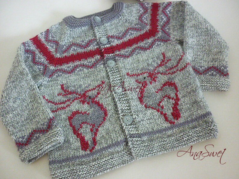 PDF Knitting pattern Christmas cardigan in melange.P048 | Etsy