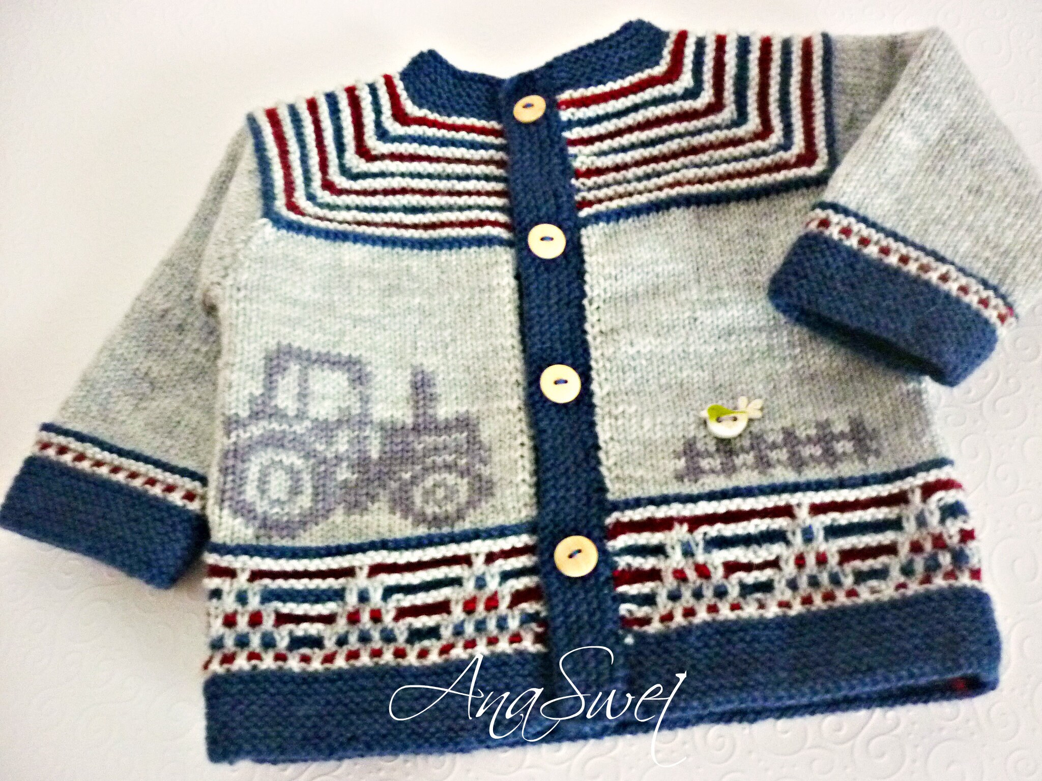 PDF KNITTING PATTERN Baby Cardigan Tractor P092 - Etsy